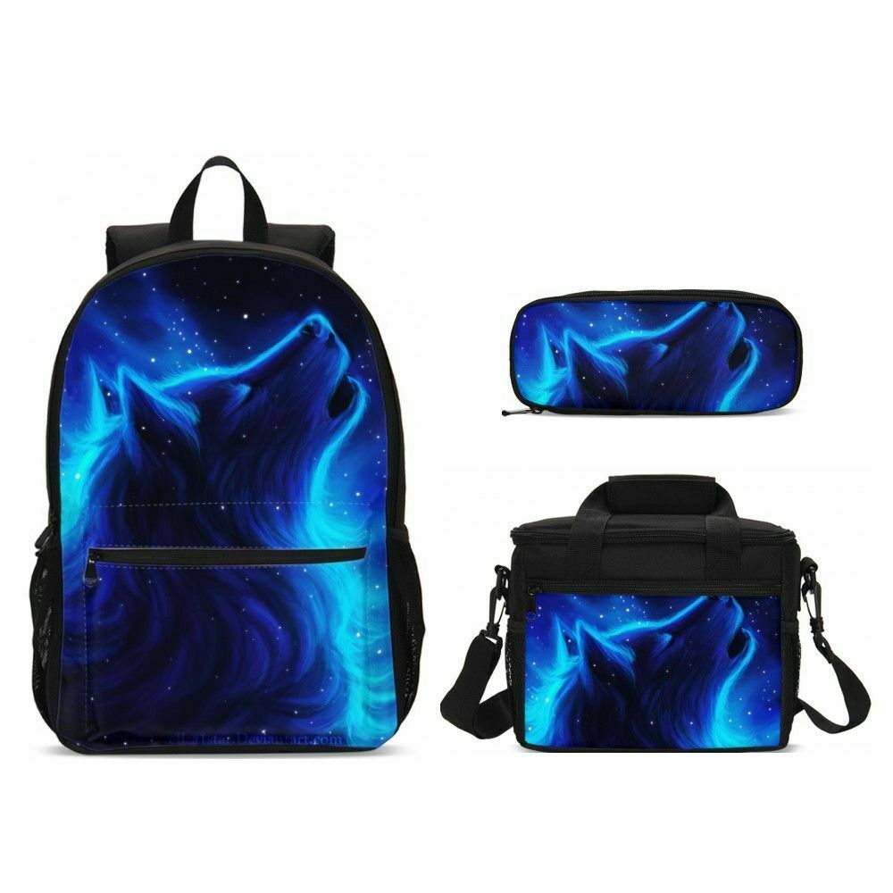 3D Print Wolf Bookbag, Children's Cool Rucksacks for School Teen Lapt ...